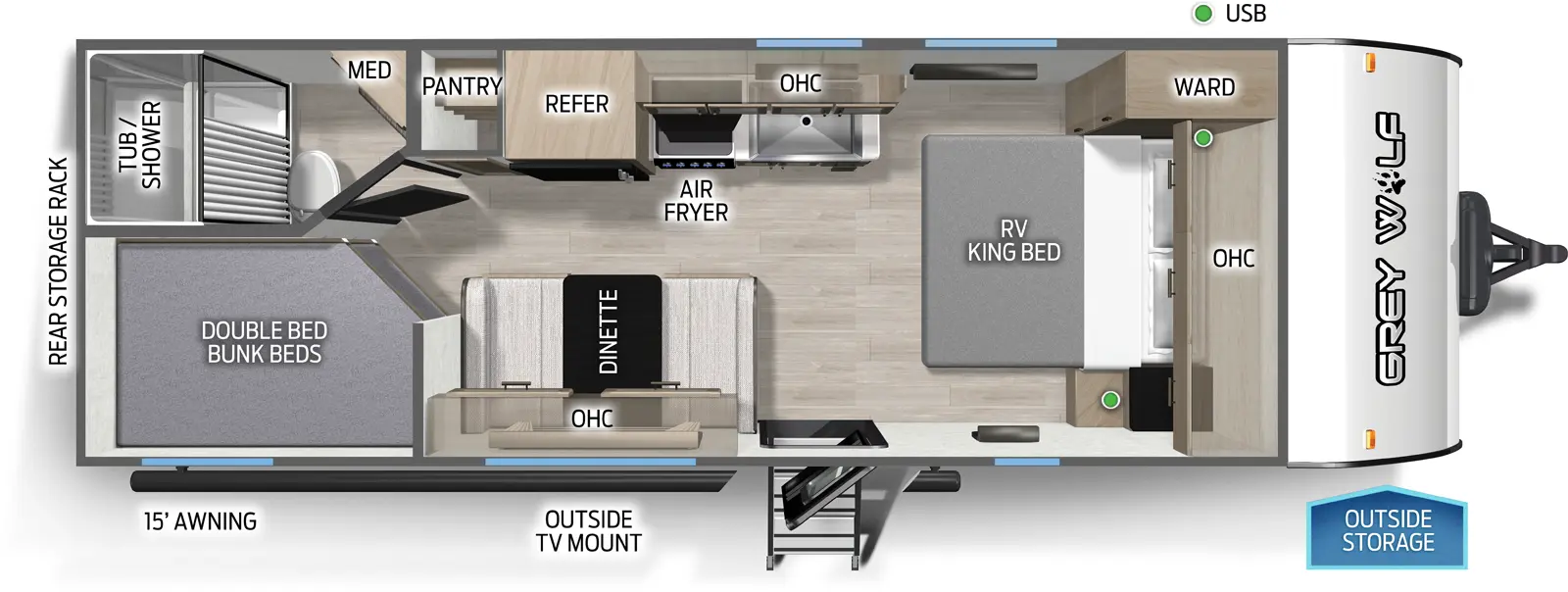 2026 Cherokee Grey Wolf 22MKSE Floorplan - Forest River RV